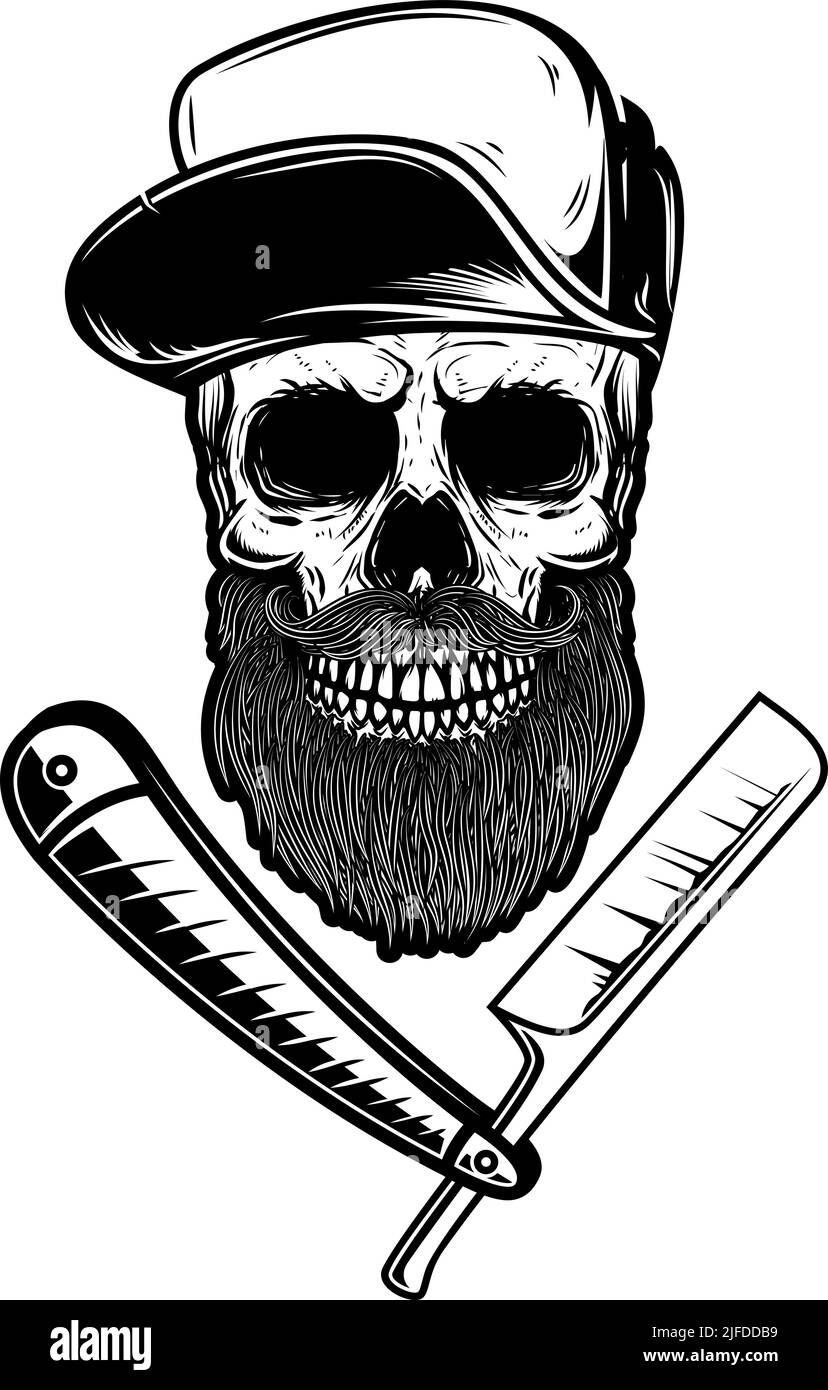 Retro barber shop logo skull hi-res stock photography and images - Alamy