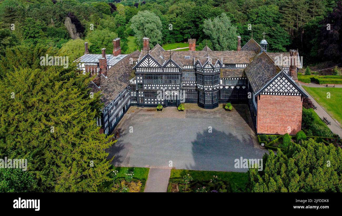 The 14th century Tudor buildings of Bramhall Hall in Bramhall, south ...