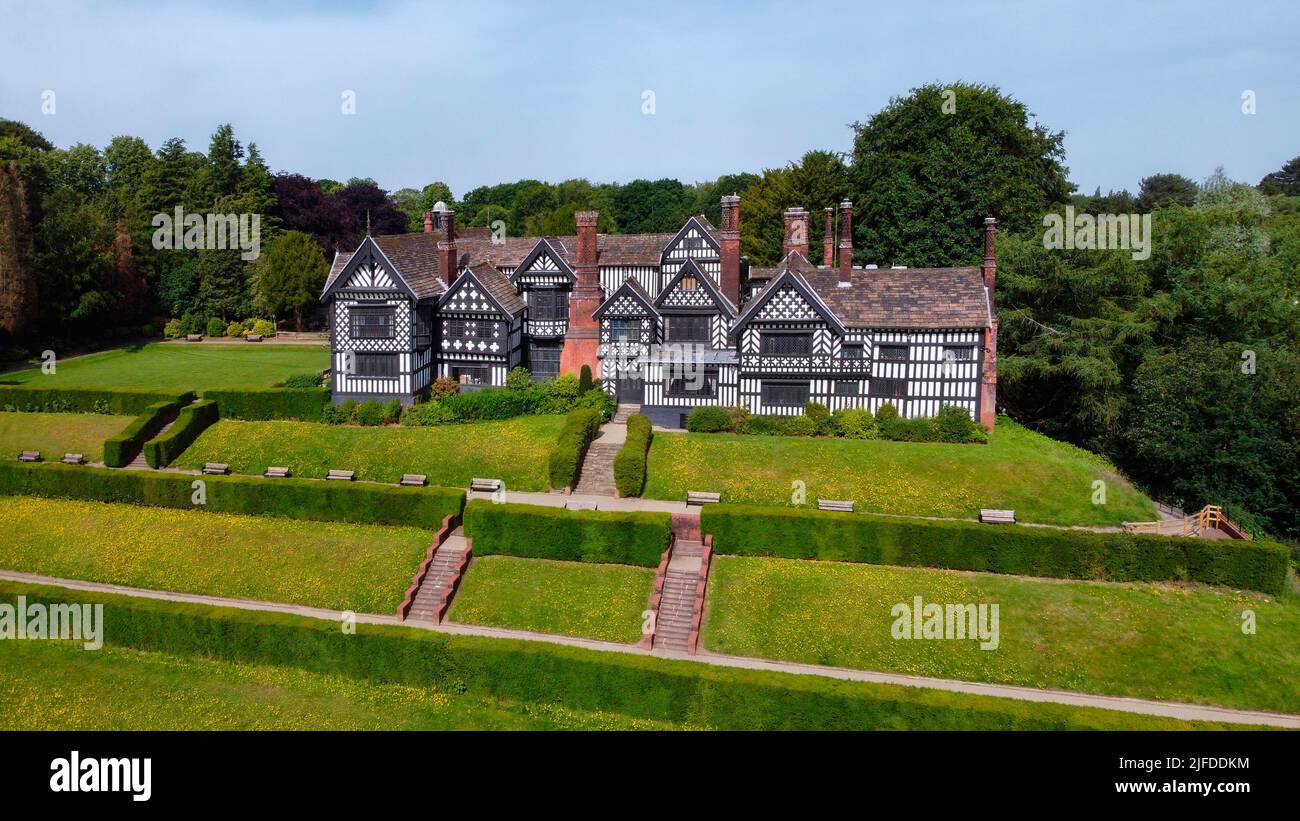 The 14th century Tudor buildings of Bramhall Hall in Bramhall, south ...