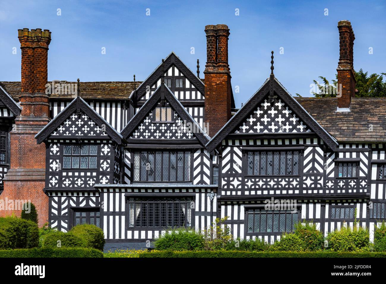 The 14th century Tudor buildings of Bramhall Hall in Bramhall, south ...