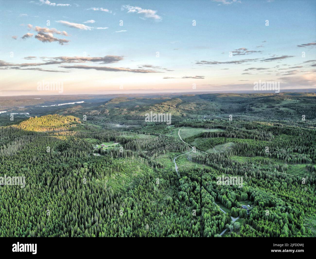 An aerial view of a beautiful forested area in Finnskogen, Norway Stock ...