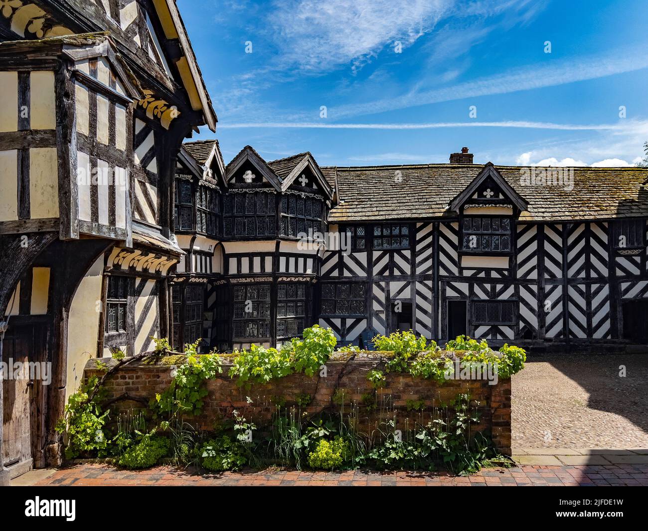 Little Moreton Hall, a 16th-century half-timbered Tudor Manor House ...