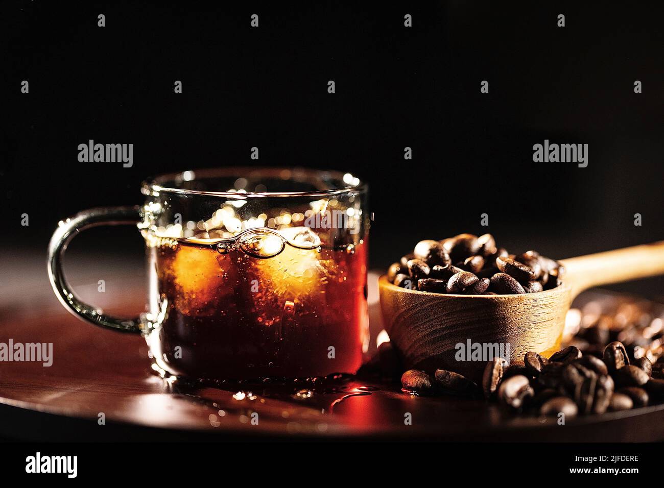 Iced Americano, the traditional artisanal coffee making process - stock ...