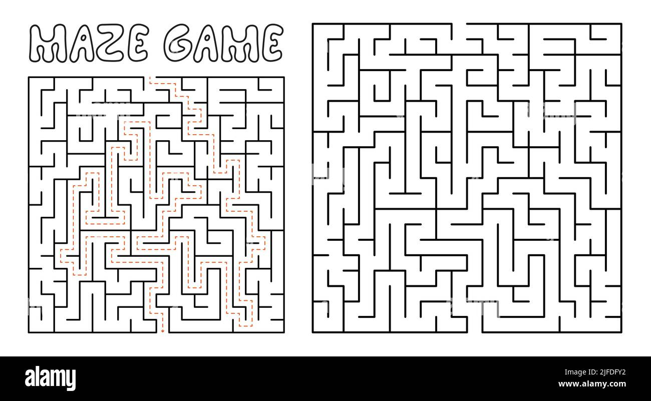 Maze game for kids. Maze puzzle with solution Stock Vector Image & Art ...