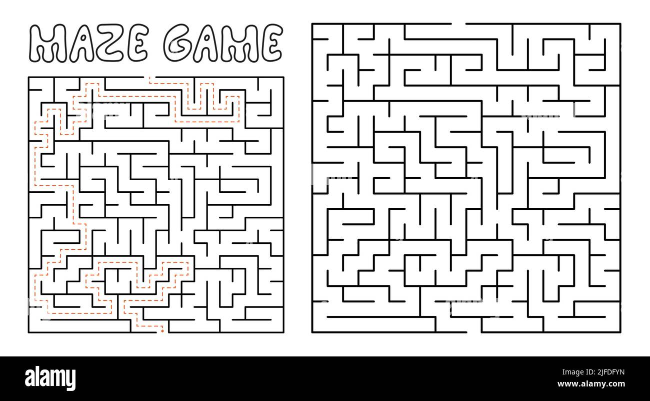 Maze game for kids. Maze puzzle with solution Stock Vector Image & Art ...