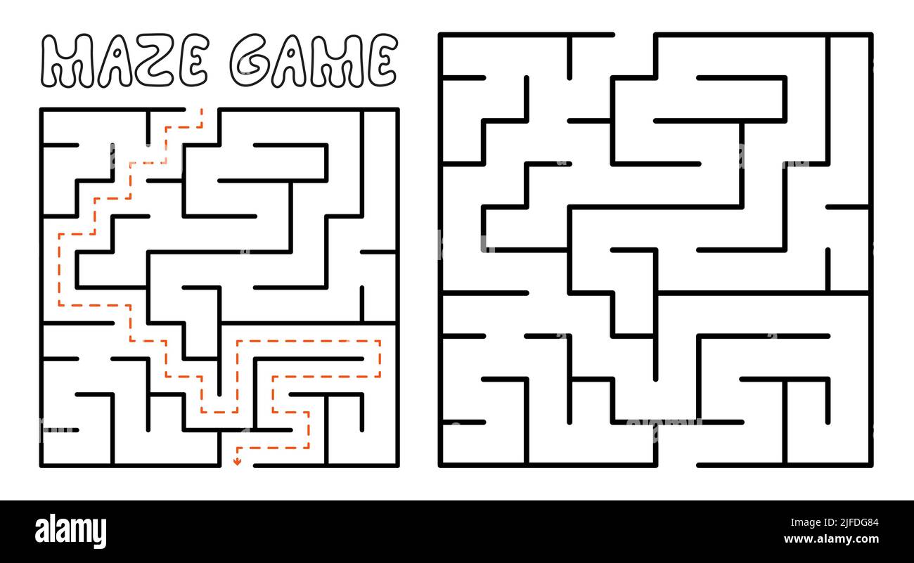 Maze game for kids. Maze puzzle with solution Stock Vector Image & Art ...