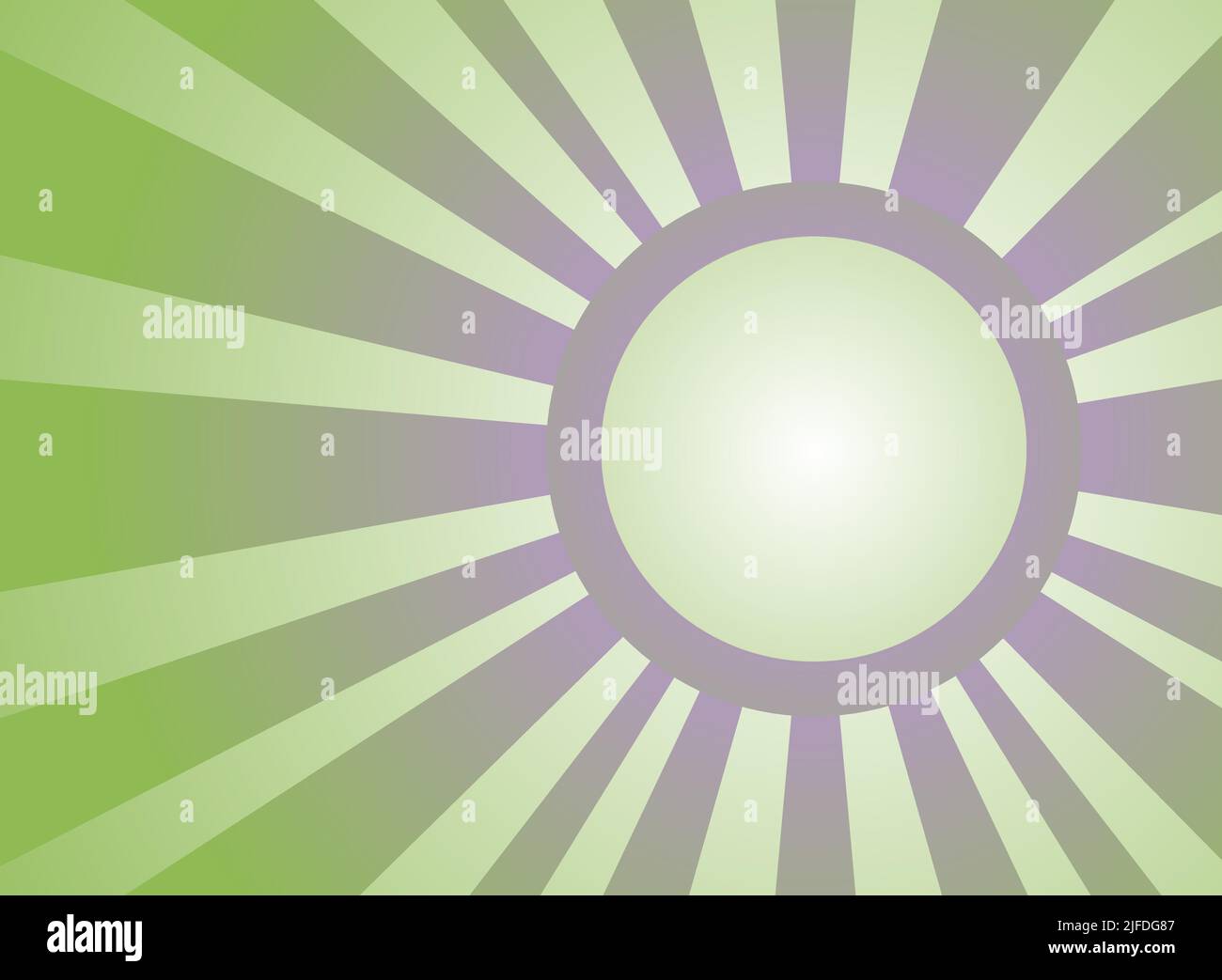 Sunlight retro background with vintage round frame for text. Green and ...