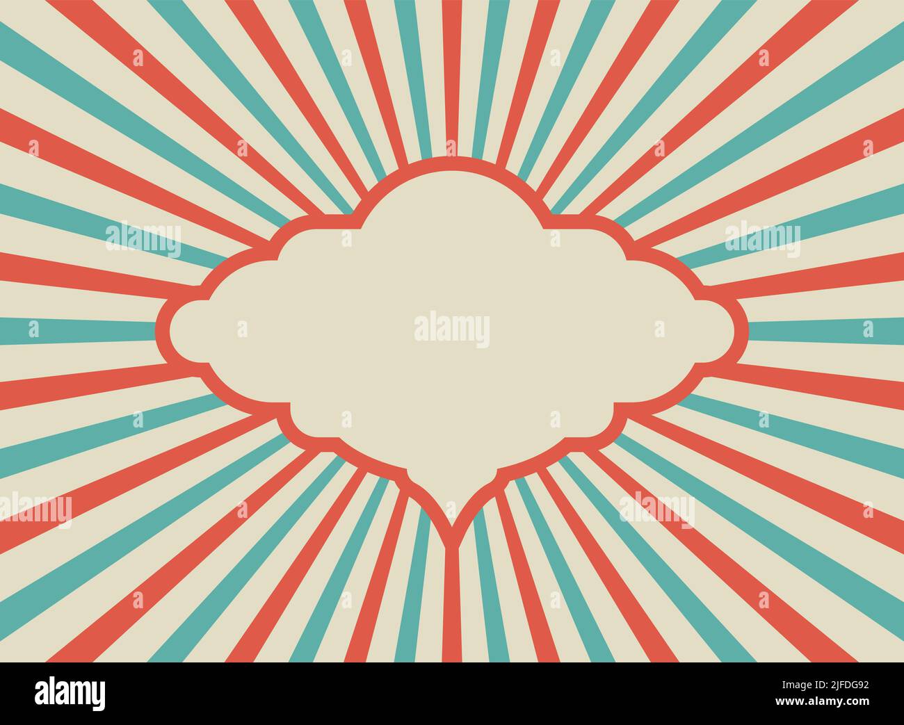 Sunlight retro background with vintage round frame for text. blue and ...