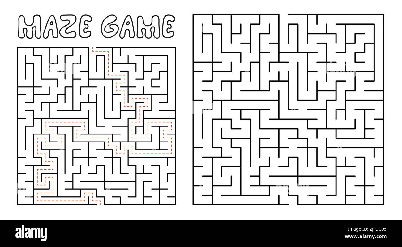 Maze game for kids. Maze puzzle with solution Stock Vector Image & Art ...