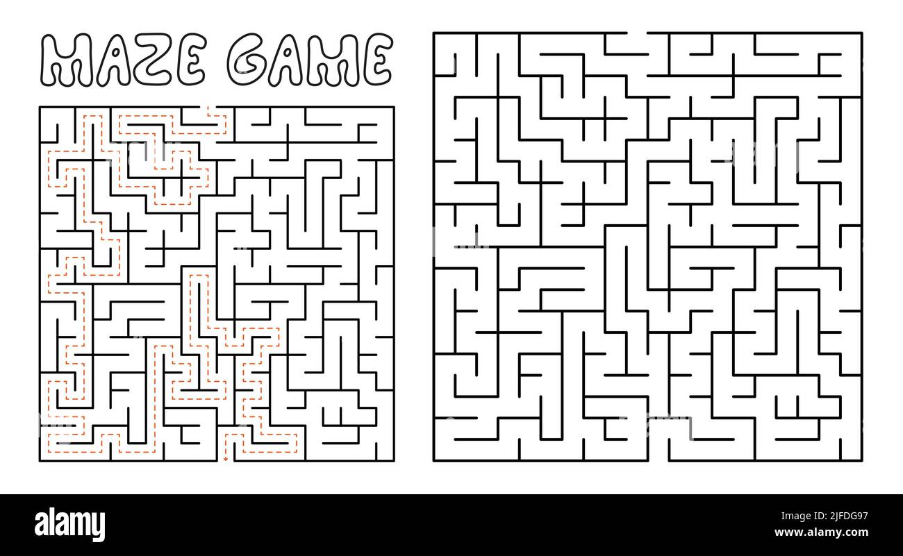 Maze game for kids. Maze puzzle with solution Stock Vector Image & Art ...