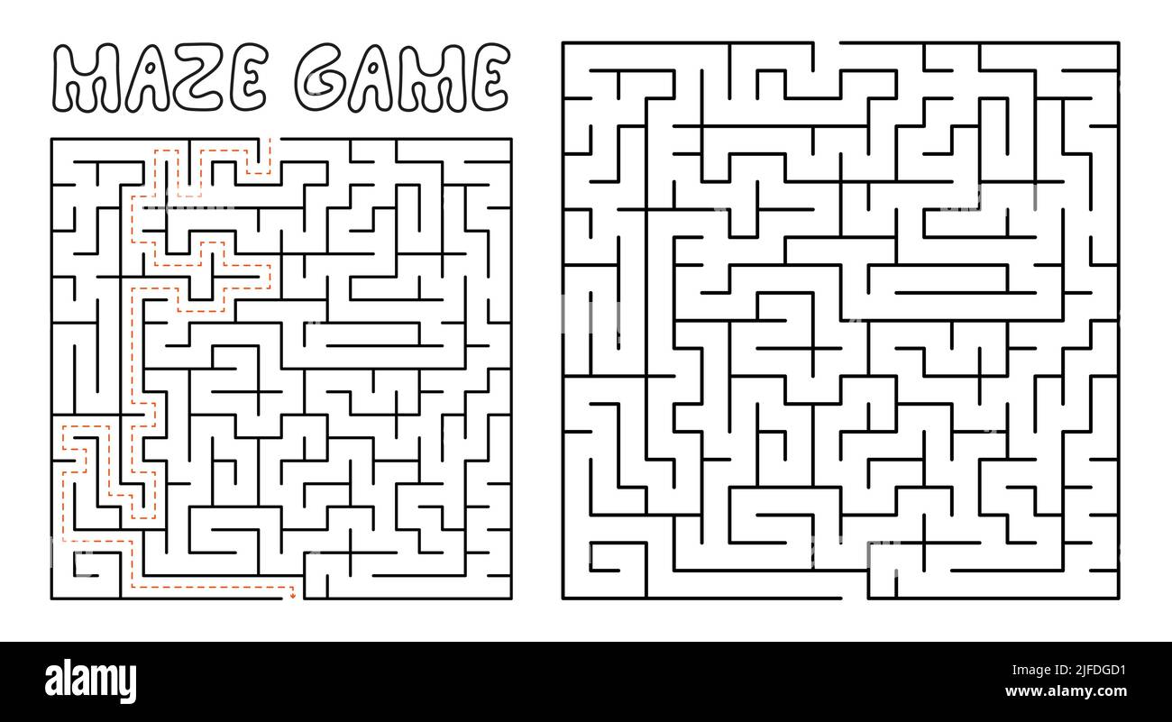 Maze game for kids. Maze puzzle with solution Stock Vector Image & Art ...