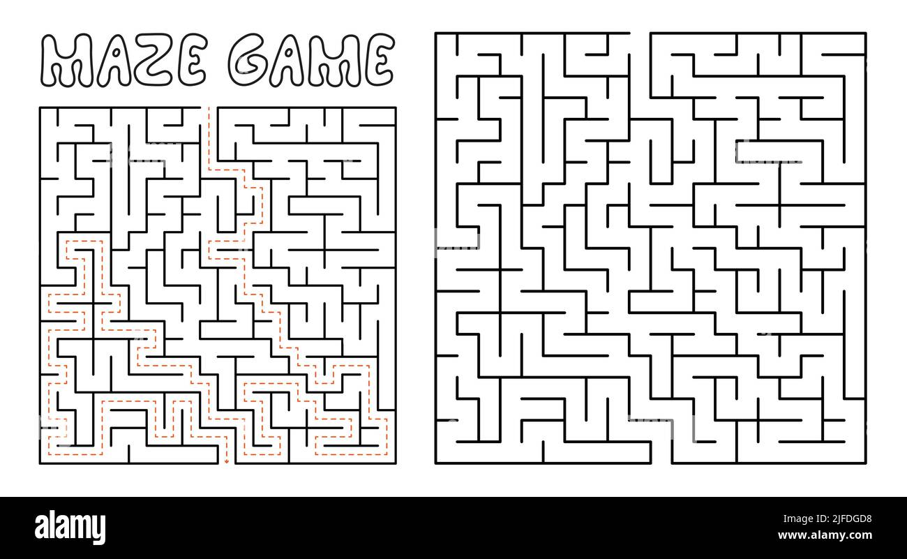 Maze game for kids. Maze puzzle with solution Stock Vector Image & Art ...