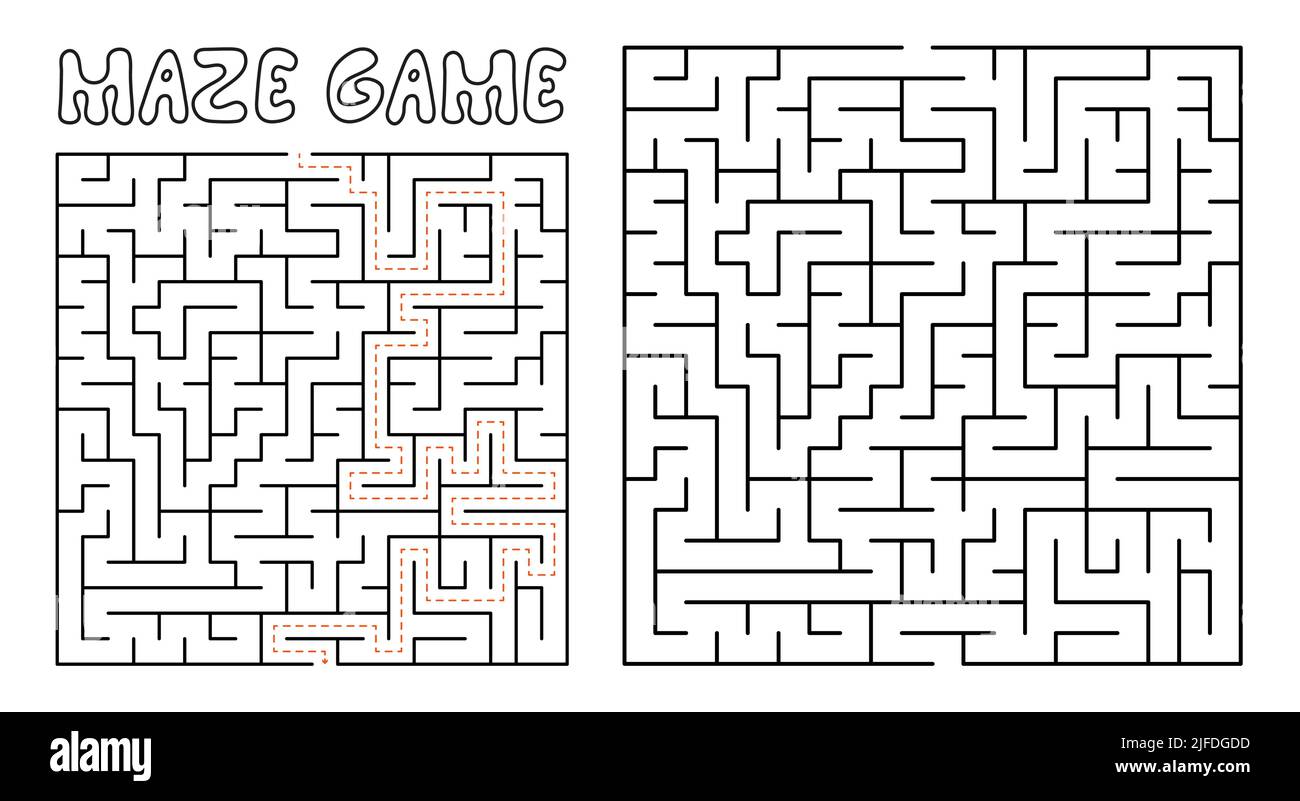 Maze game for kids. Maze puzzle with solution Stock Vector Image & Art ...