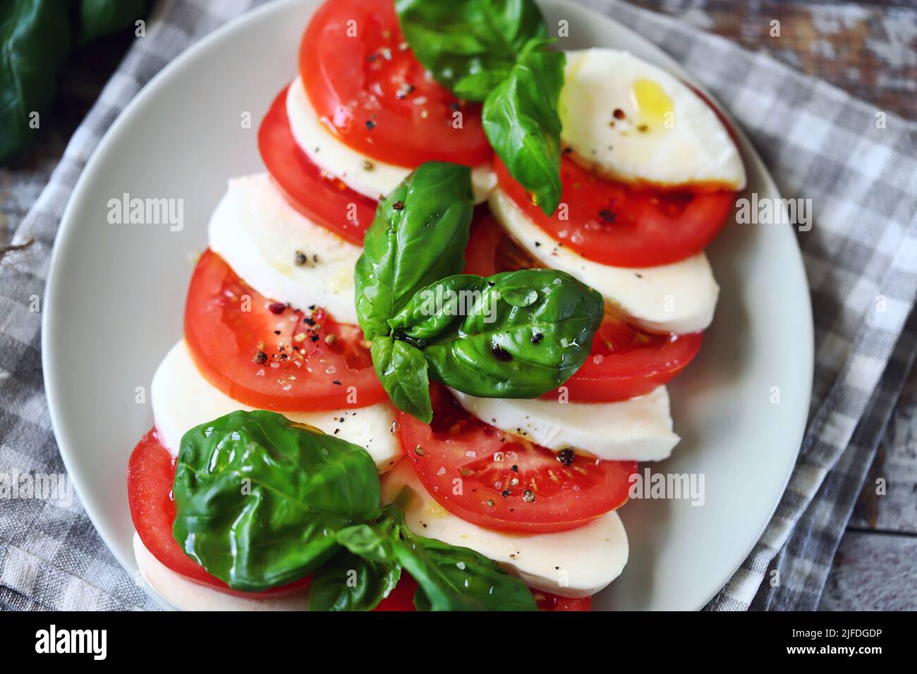 Traditional Italian caprese salad on a plate. Healthly food Stock Photo ...