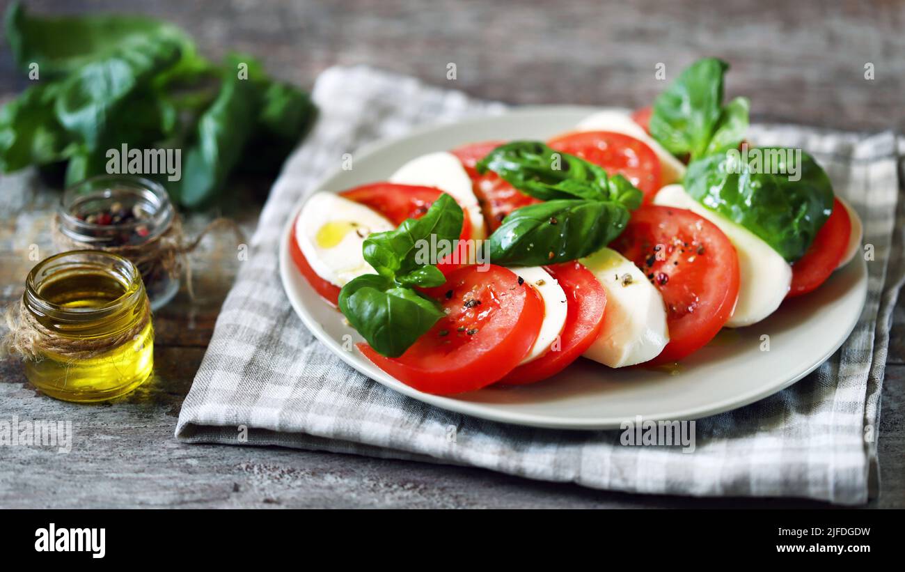 Traditional Italian caprese salad on a plate. Healthly food Stock Photo ...