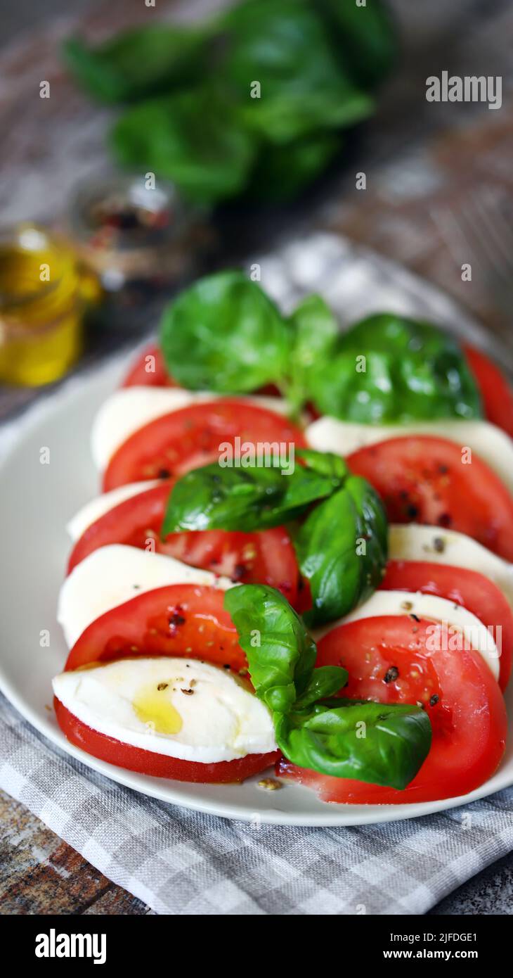 Traditional Italian caprese salad on a plate. Healthly food Stock Photo ...