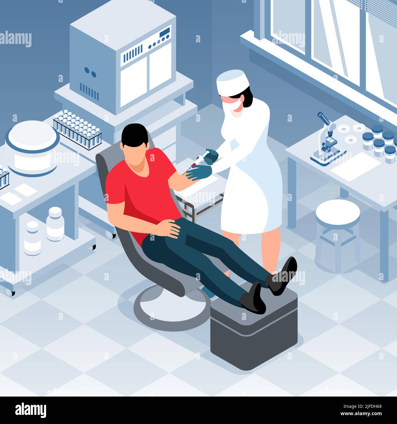 Isometric laboratory diagnostic composition of indoor scenery with lab ...