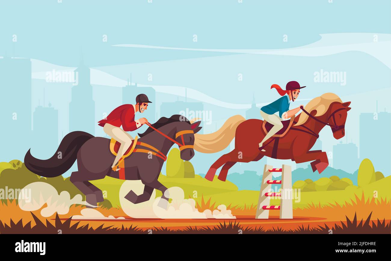 Horse riding background with sport and activity symbols flat vector ...