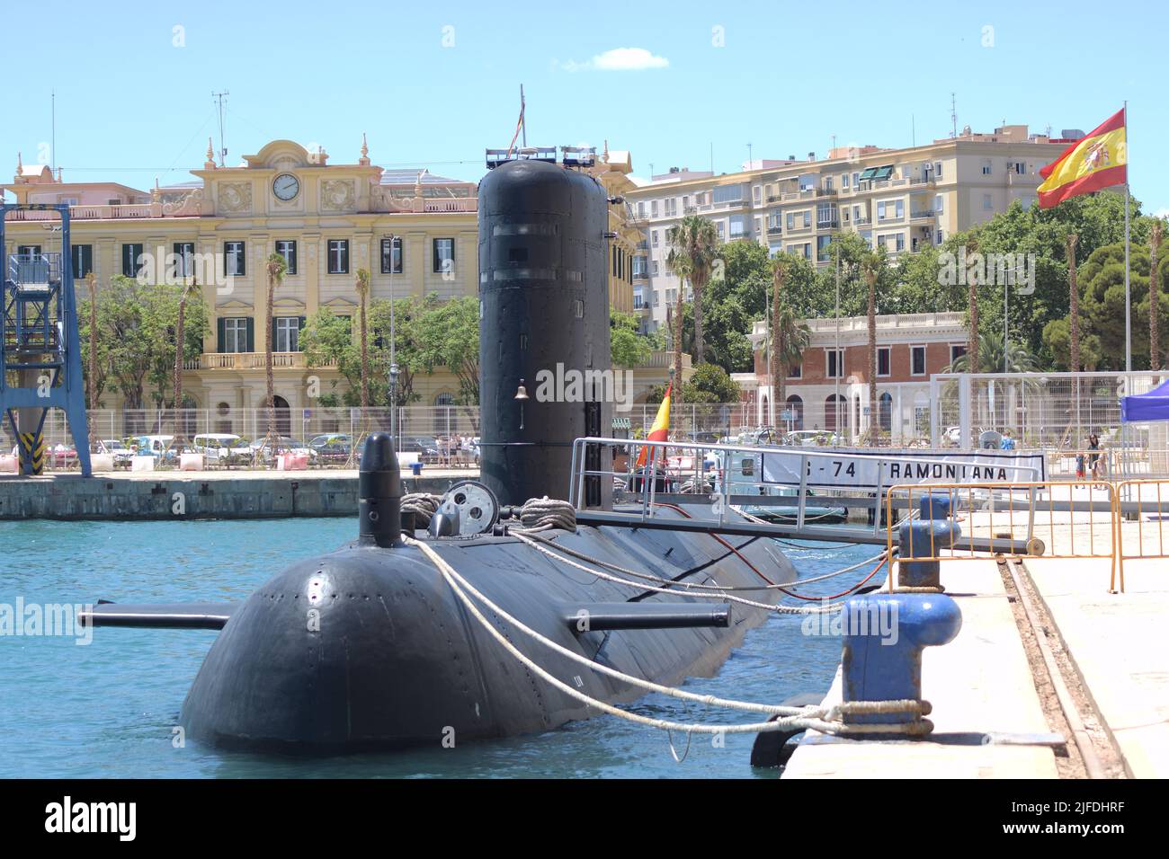 Spanish submarine Tramontana anchored in Malaga port, Malaga, Spain ...