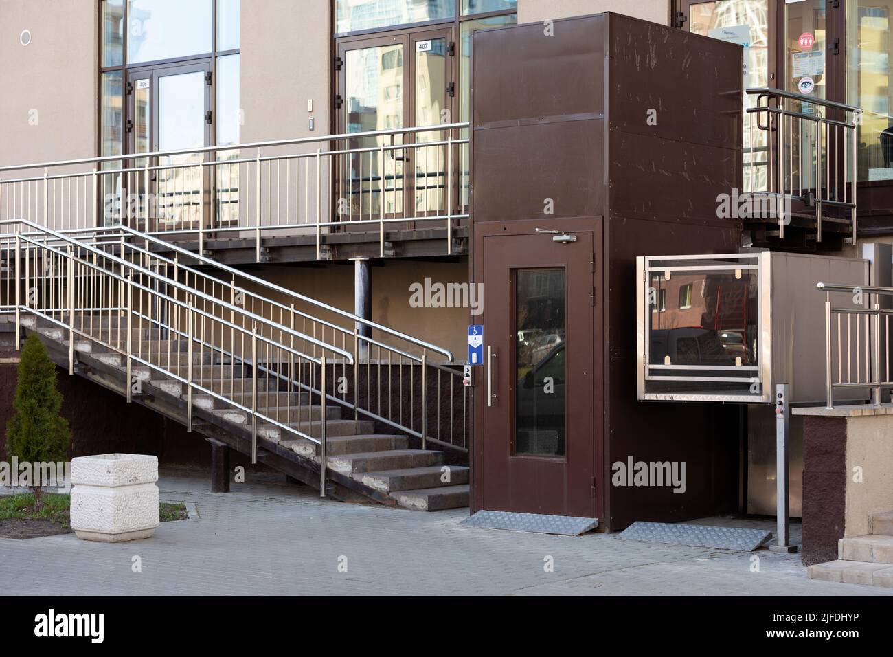 Lifting ramp with a mechanism for people with disabilities Stock Photo ...