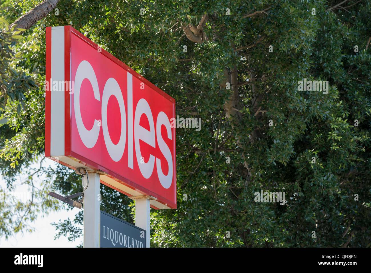 Coles supermarket sign in the northern Sydney suburb of Asquith, New ...
