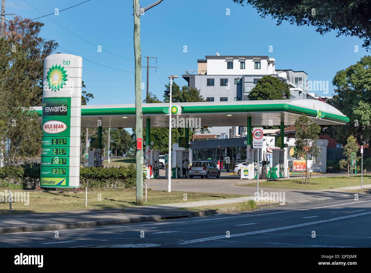 A BP service station or gas station in the Sydney suburb of Asquith ...