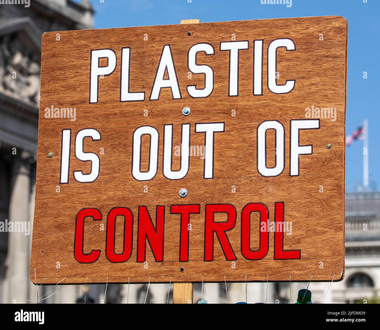 London, UK - April 20th 2022: An environmental protest sign in ...