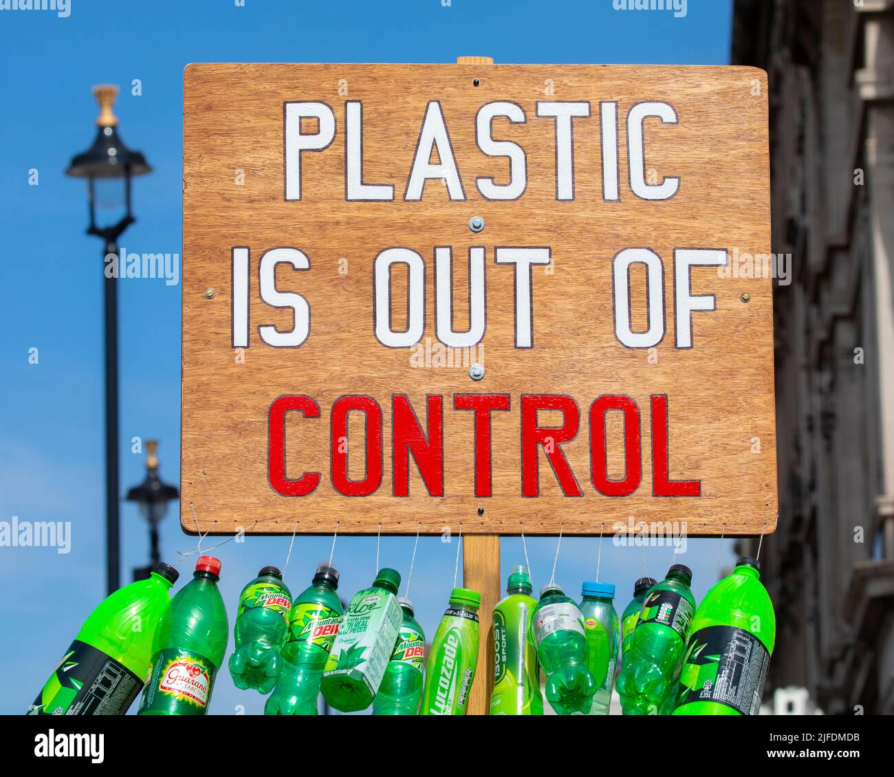 London, UK - April 20th 2022: An environmental protest sign in ...