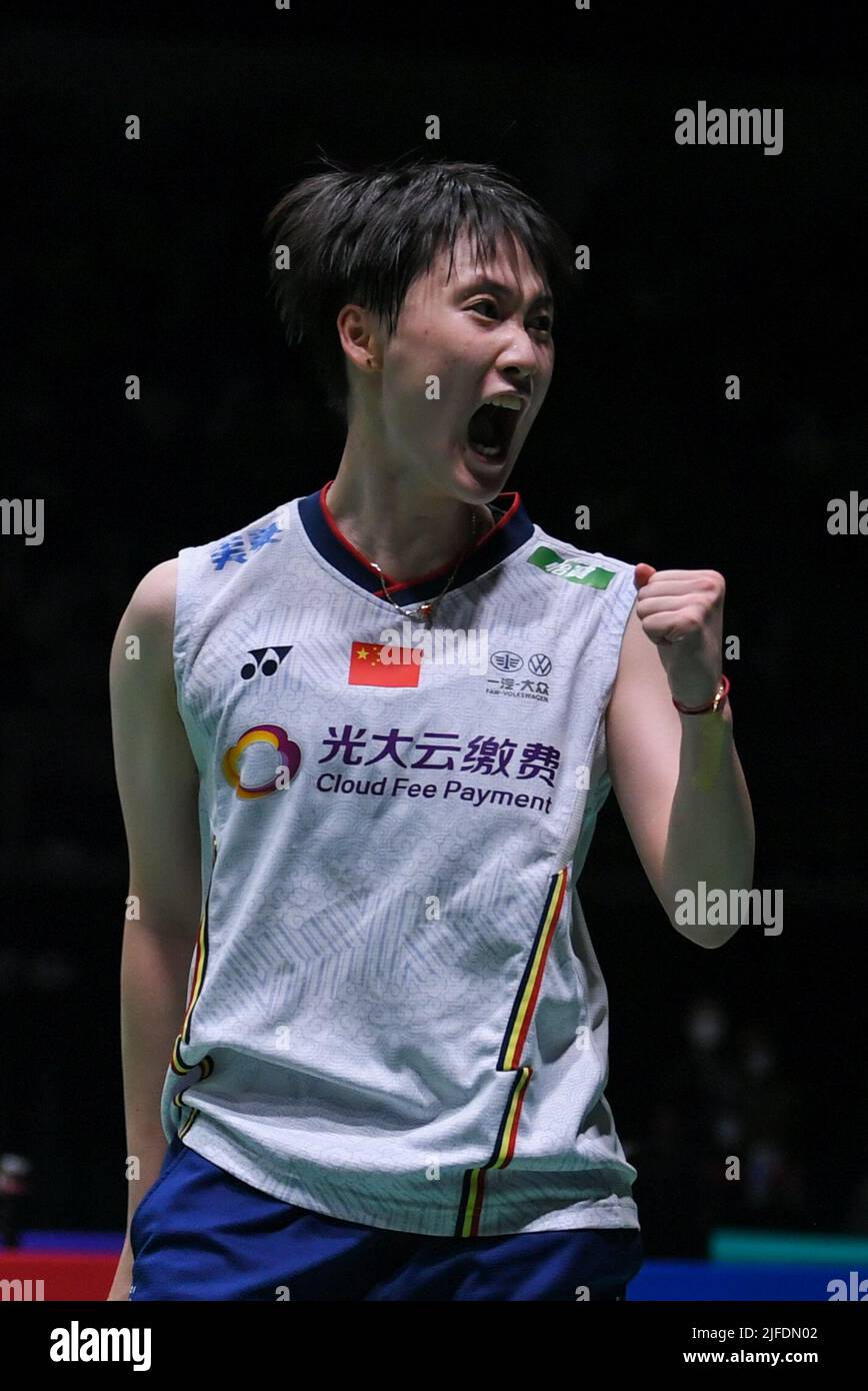 Kuala Lumpur, Malaysia. 2nd July, 2022. China's Chen Yufei celebrates ...