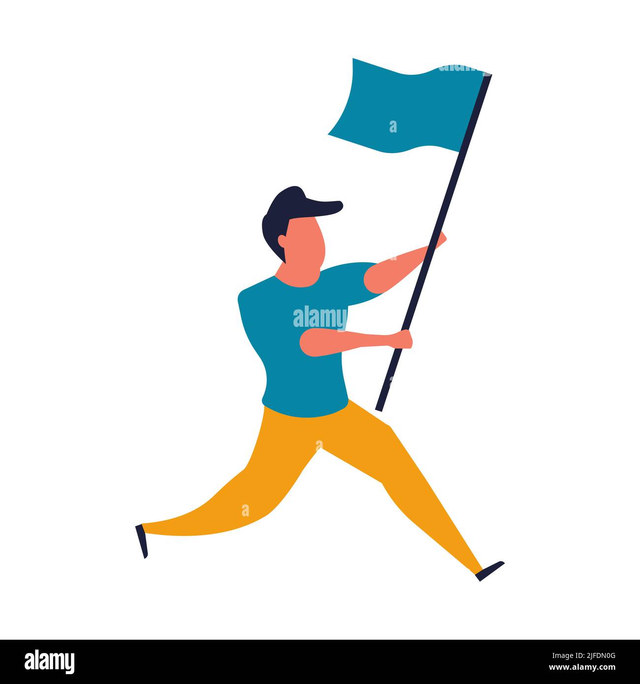 Man run with flag vector illustration. Person male running and runner ...