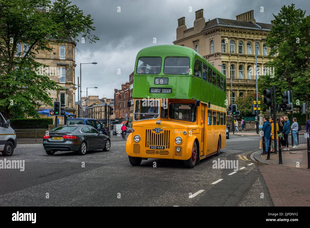 1961 Leyland Titan PD3 double decker bus in Glasgow Corporation ...