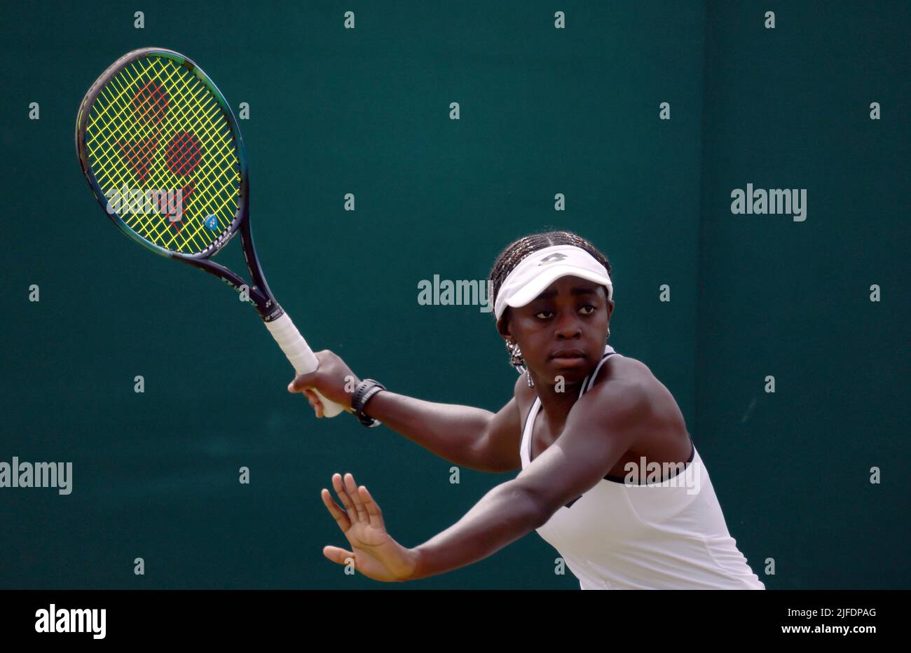 Angella Okutoyi in action during day six of the 2022 Wimbledon ...