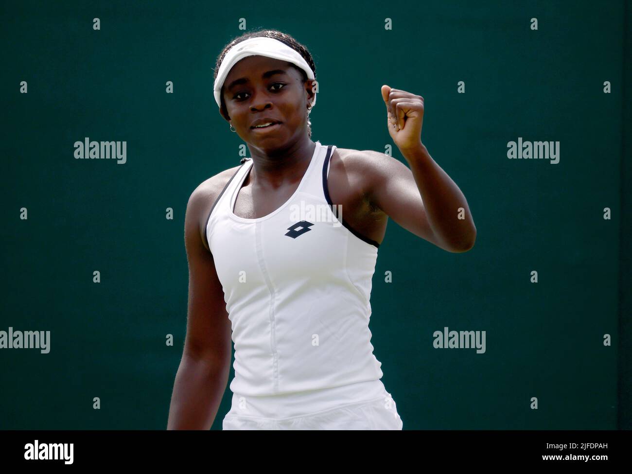 Angella Okutoyi in action during day six of the 2022 Wimbledon ...