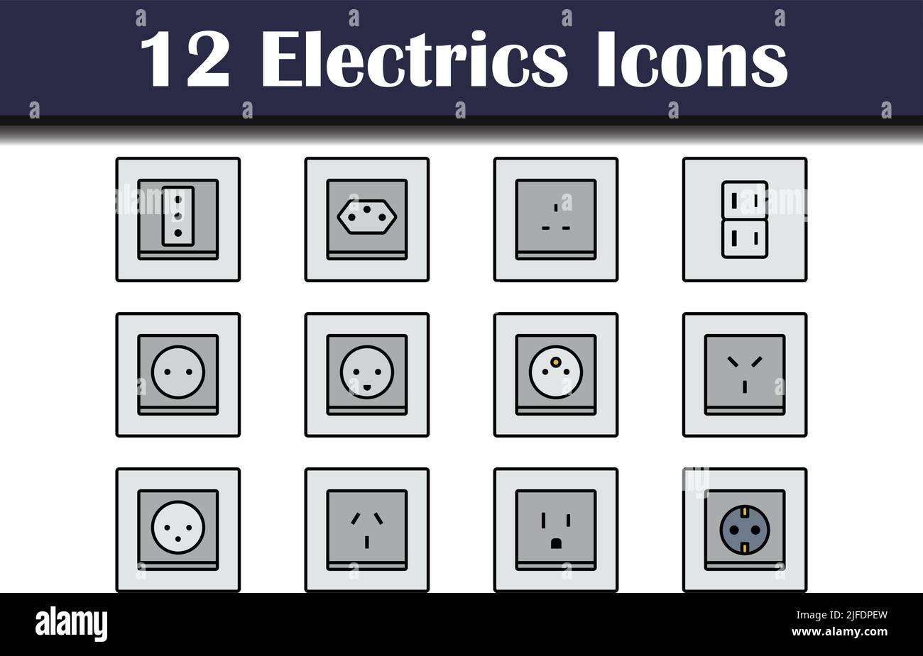 Electrics Icon Set. Editable Bold Outline With Color Fill Design ...