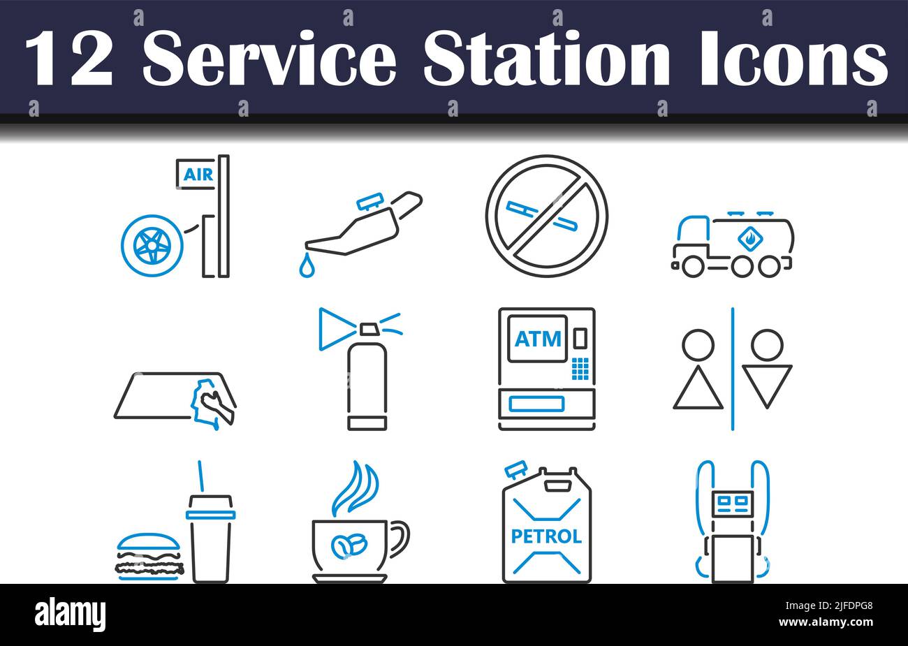 Service Station Icon Set. Editable Bold Outline With Color Fill Design ...