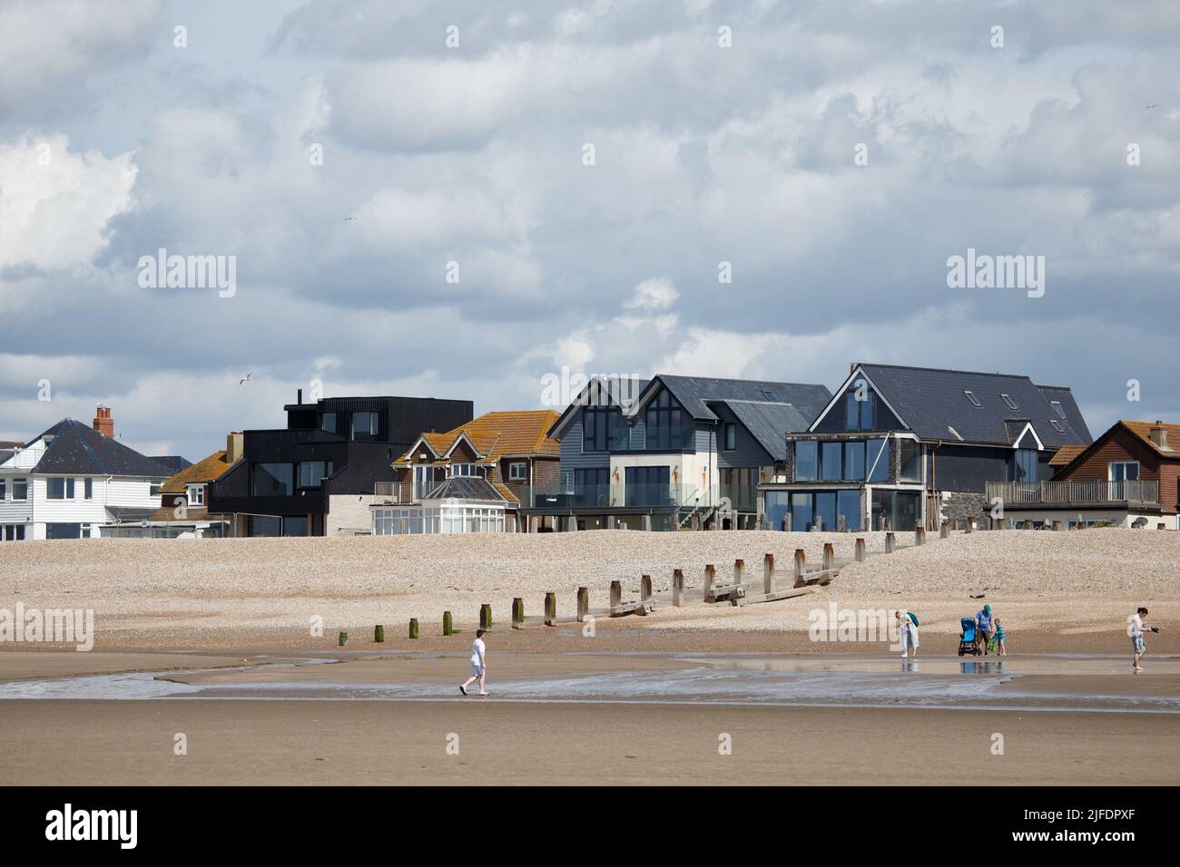 Camber Sands beach front property, camber, east sussex, uk Stock Photo ...