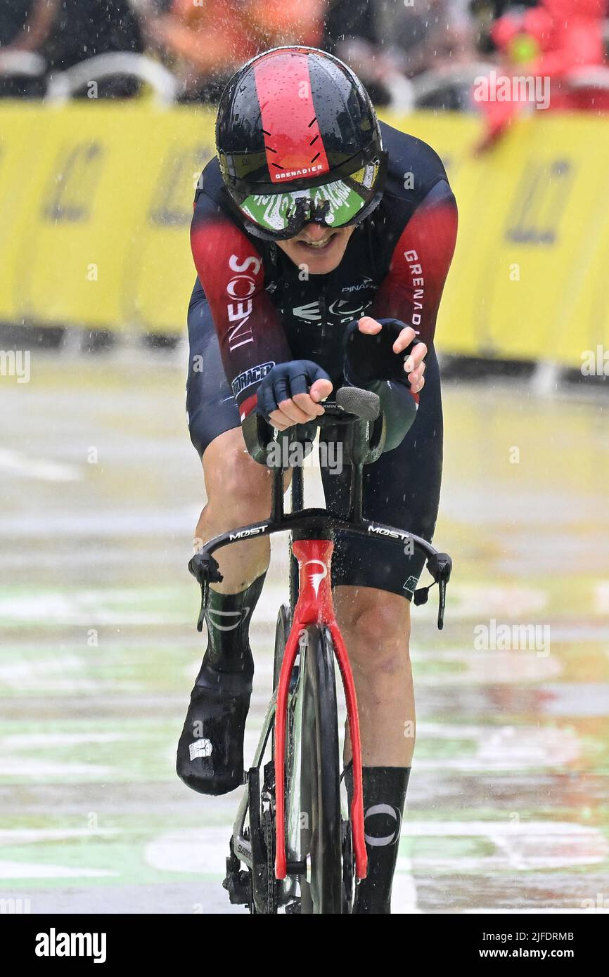 Copenhagen, Denmark, 1st July 2022. Geraint Thomas of Great Britain and ...