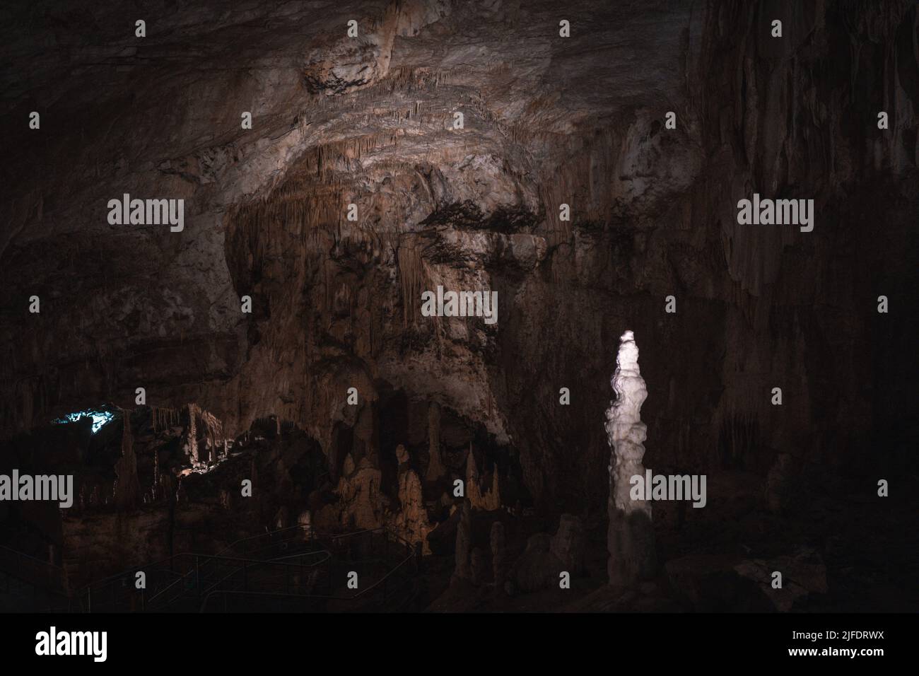 The view inside Frasassi Caves, a karst cave system in the municipality ...
