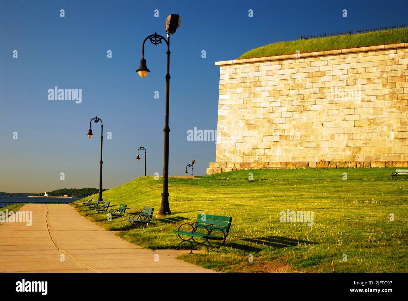 The high stone walls of Fort Independence, on Castle Island in South ...