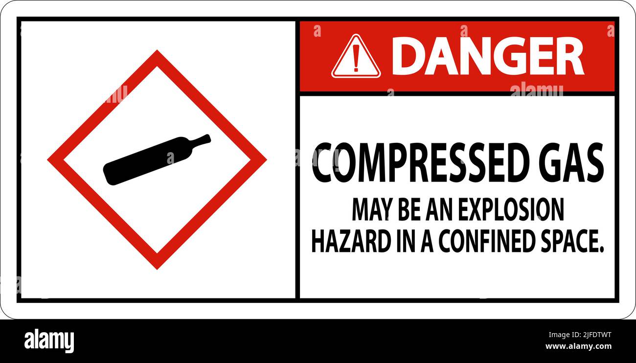 Danger Compressed Gas GHS Sign On White Background Stock Vector Image ...
