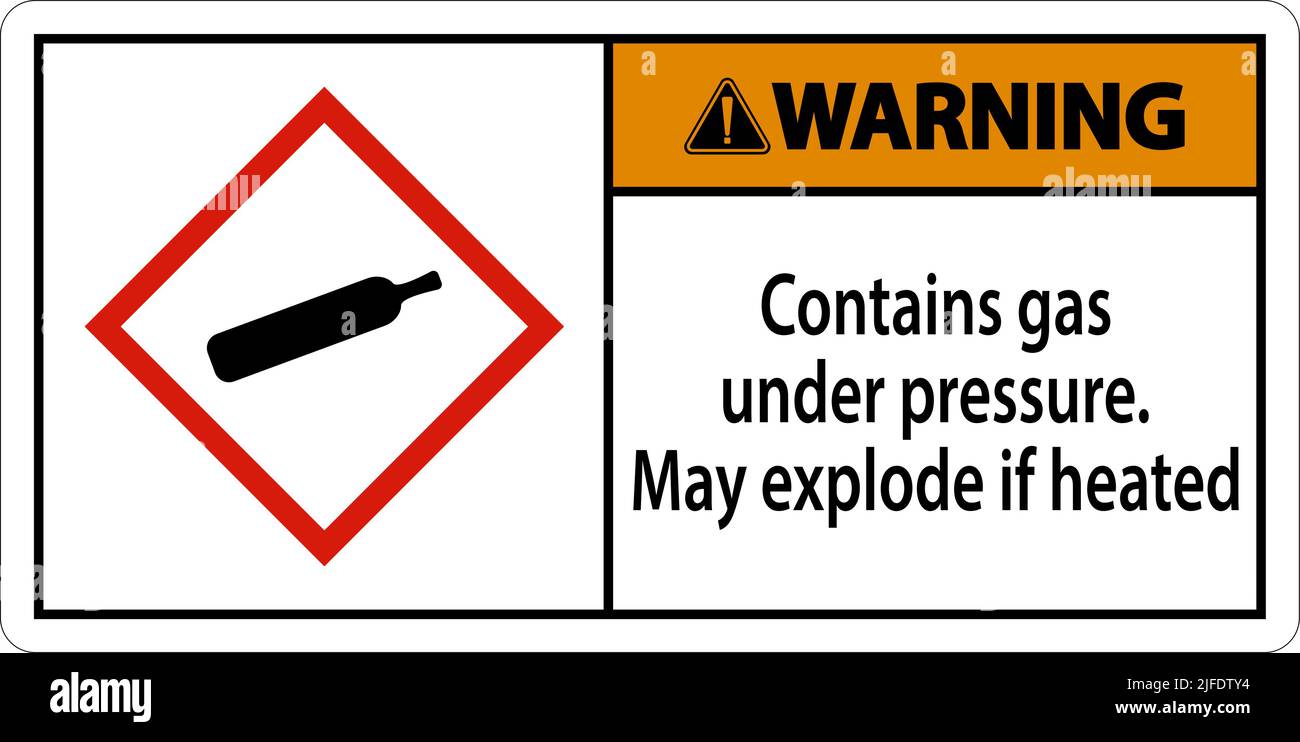 Warning Contains Gas Under Pressure GHS Sign On White Background Stock ...