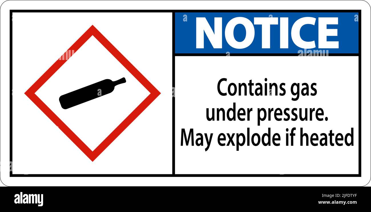 Notice Contains Gas Under Pressure GHS Sign On White Background Stock ...