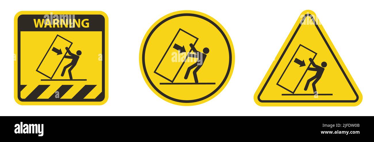 Body Crush Tip over Hazard Symbol Sign Isolate on White Background ...