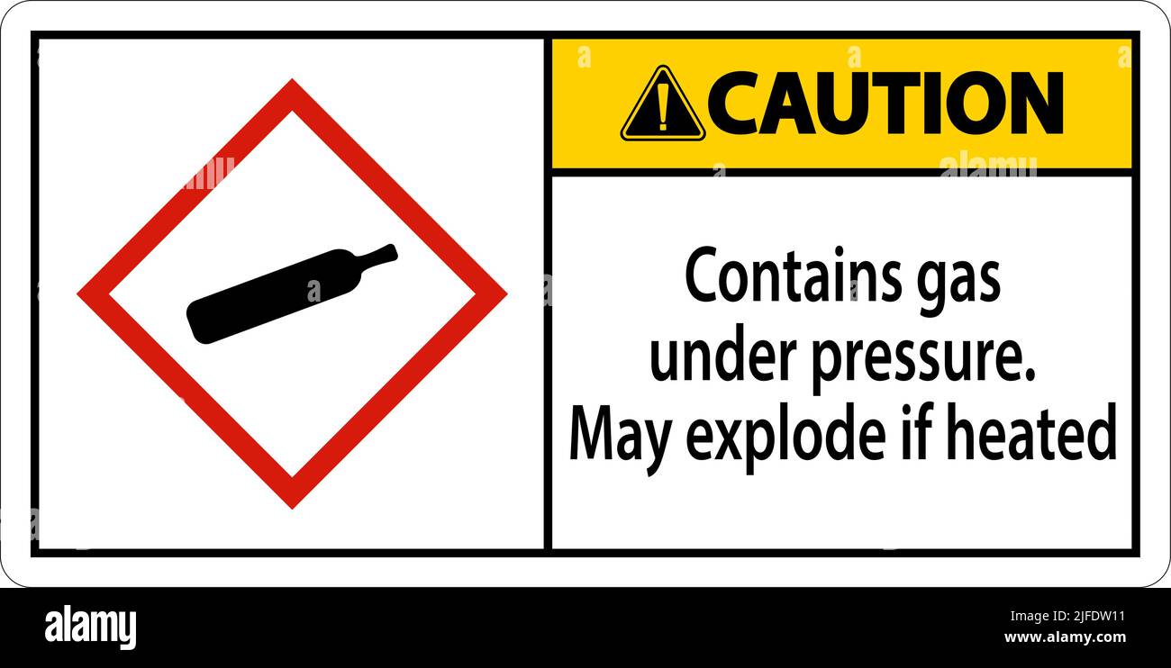 Caution Contains Gas Under Pressure GHS Sign On White Background Stock ...