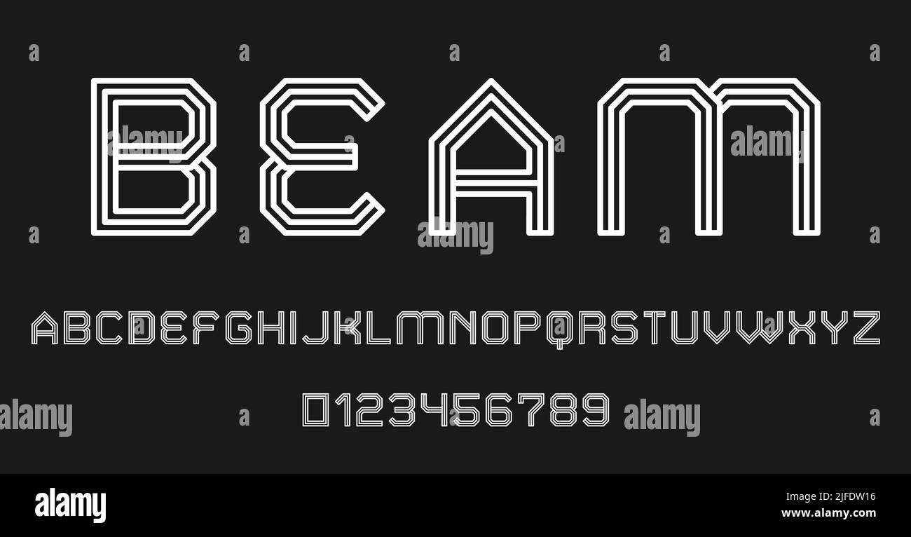 Set Of Alphabets Font Letters And Numbers Modern Abstract Design With