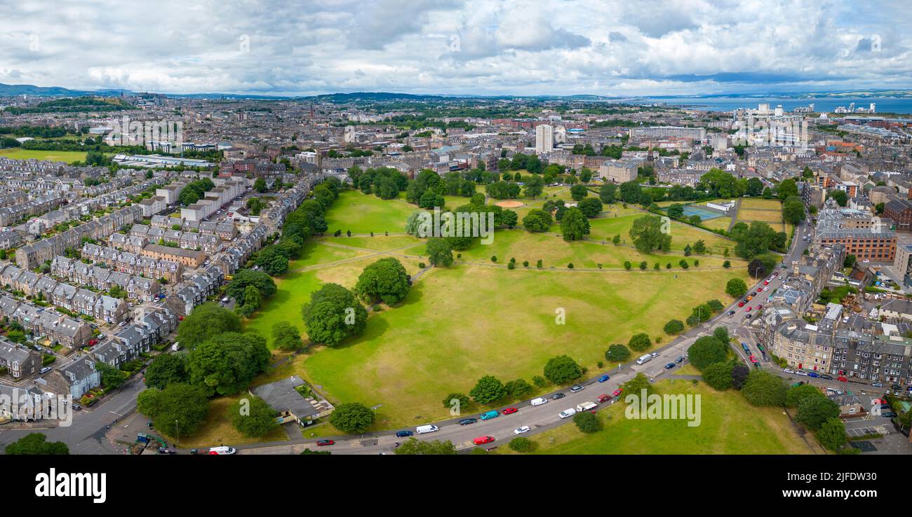 Aerial view from drone of Leith Links public park in Leith , Edinburgh ...