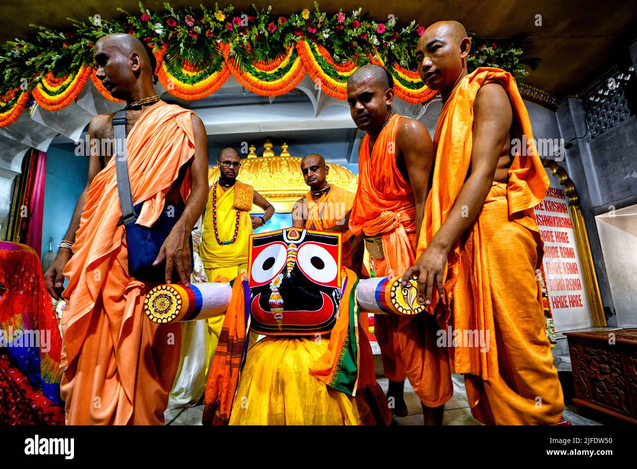 Habibpur, India. 01st July, 2022. Hindu devotees seen carrying an Idol ...