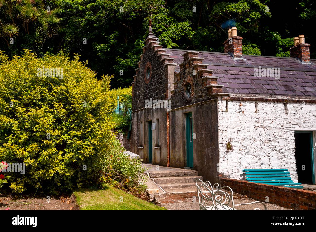 Oculus windows and corbie step gable on the garden bothy at Kylemore ...