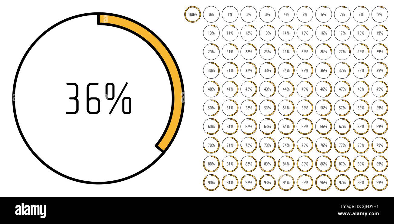 Set of circle percentage progress bar diagrams meters from 0 to 100 ready-to-use for web design ...