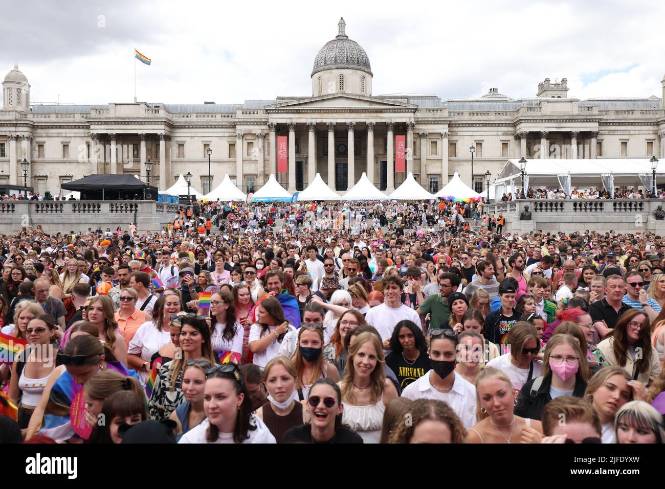 People take part in the Pride in London parade in Trafalgar Square ...